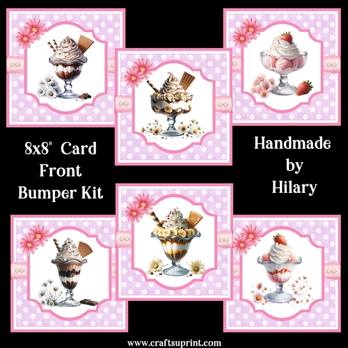 I Love Sundaes 8x8 Card Front Bumper Kit - CUP1278780_118824 | Craftsuprint