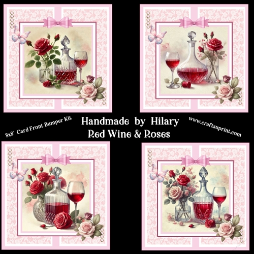 Red Wine and Roses 8x8 Card Fronts - CUP1360732_118824 | Craftsuprint