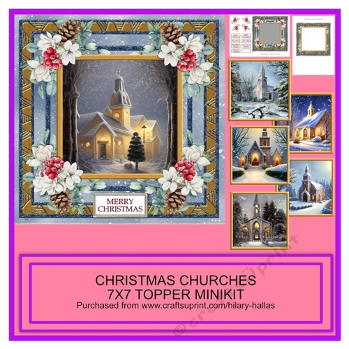 Christmas Churches 7x7 Topper Minikit - CUP1254863_819 | Craftsuprint