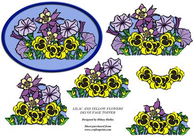 Lilac and Yellow Flowers Decoupage Topper - CUP179478_819 | Craftsuprint