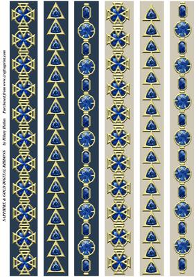 Sapphire & Gold Digital Ribbons - CUP580089_819 | Craftsuprint