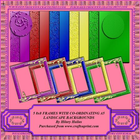 5 8x8 Frames with A5 Landscape Backgrounds - CUP617849_819 | Craftsuprint