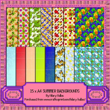15 x A4 Summer Backgrounds - CUP626223_819 | Craftsuprint