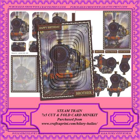 Steam Train 5x7 Cut & Fold Card Minikit - CUP635038_819 | Craftsuprint