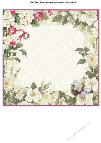 White Roses Wedding Card Insert Panel - CUP807814_819 | Craftsuprint