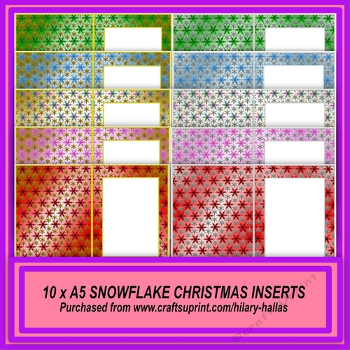 10 x A5 Snowflake Christmas Inserts - CUP918417_819 | Craftsuprint