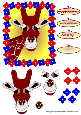 Cartoon Giraffe Card Front - CUP93531_819 | Craftsuprint