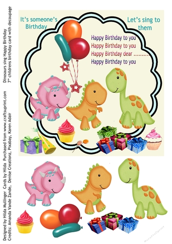 DINOSAURS SING HAPPY BIRTHDAY - CUP1025954_10778 | Craftsuprint