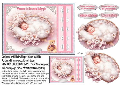 NEW BABY GIRL RIBBON TWIST - CUP1284745_10778 | Craftsuprint