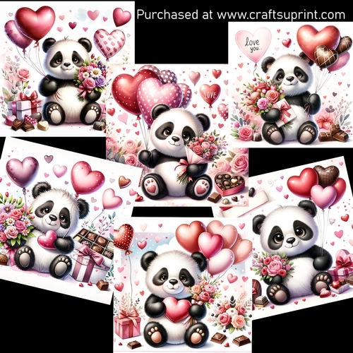 Panda in love CARD FRONTS - CUP1268426_123648 | Craftsuprint