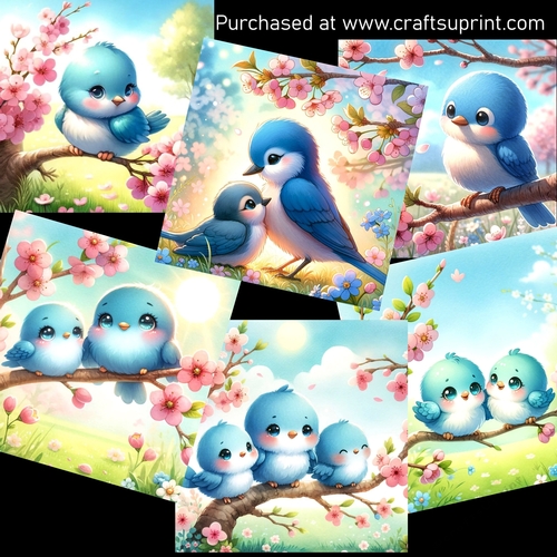 Little blue birds CARD FRONTS - CUP1285004_123648 | Craftsuprint