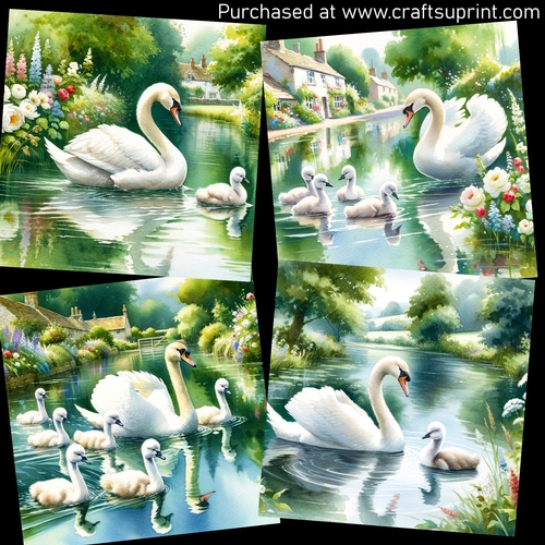 Mother swan CARD FRONTS - CUP1293595_123648 | Craftsuprint