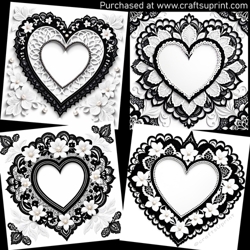 Black lace heart CARD FRONTS - CUP1302040_123648 | Craftsuprint