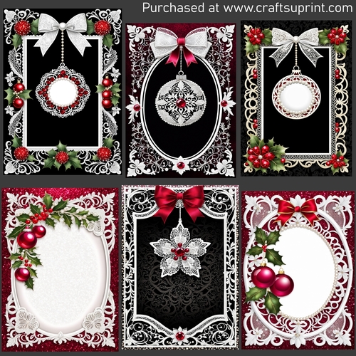Christmas lace frames 5x7 24 CARD FRONTS - CUP1322643_123648 | Craftsuprint