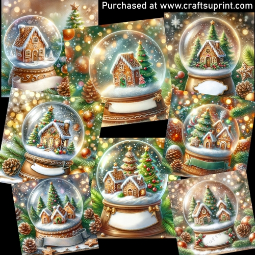 Gingerbread house snowglobe with banner - CUP1352564_123648 | Craftsuprint