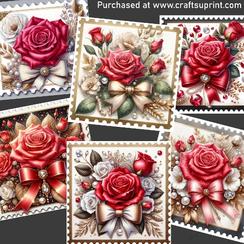 Rose post stamp 2 CARD FRONTS - CUP1357375_123648 | Craftsuprint