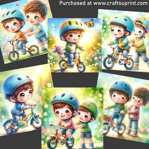 First bike ride CARD FRONTS - CUP1358009_123648 | Craftsuprint