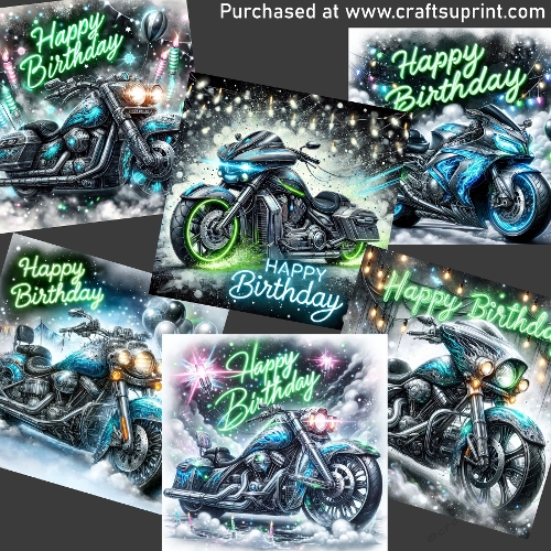 Happy birthday biker 1 CARD FRONTS - CUP1358211_123648 | Craftsuprint