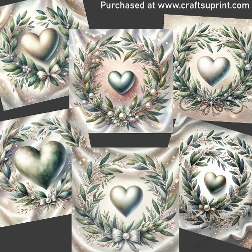 Olive branches heart 1 CARD FRONTS - CUP1358606_123648 | Craftsuprint