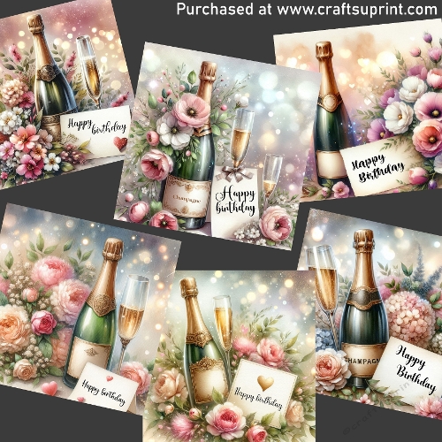 Birthday champagne 1 CARD FRONTS - CUP1359762_123648 | Craftsuprint