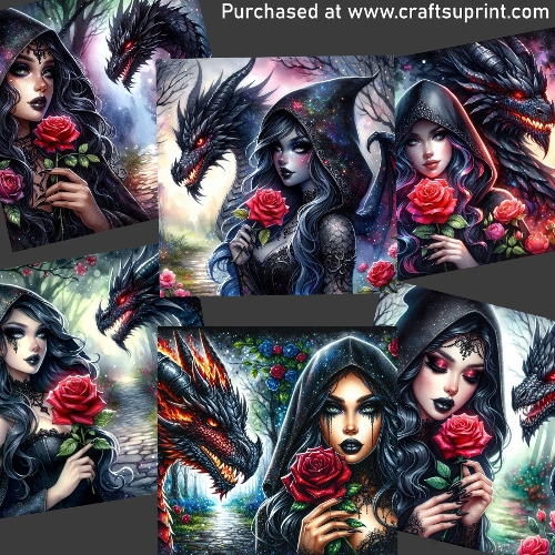Fantasy girl with dragon CARD FRONTS - CUP1361199_123648 | Craftsuprint
