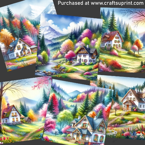 Spring mountain house CARD FRONTS - CUP1361518_123648 | Craftsuprint