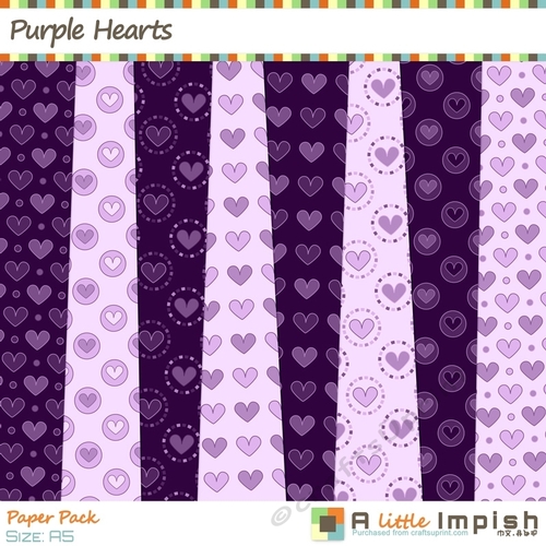 Purple Hearts [A5] Paper Pack - CUP994788_2338 | Craftsuprint