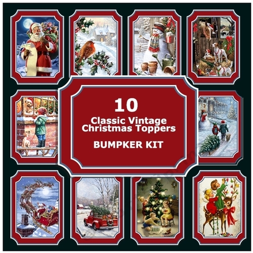 Bumper Kit ~ 10 Classic Vintage Christmas Scene Card Toppers ...