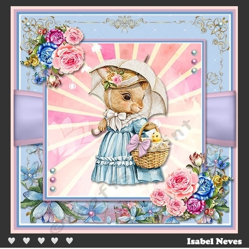 Happy Easter Greetings Bunny With Basket - CUP1207971_2073 | Craftsuprint