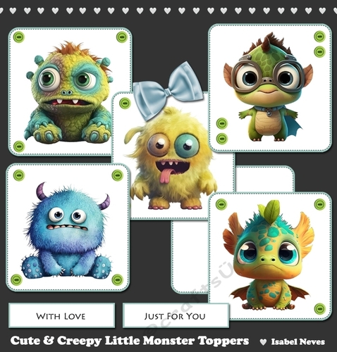 Cute & Creepy Little Monster Card Toppers and Tags Set - CUP1216878 ...