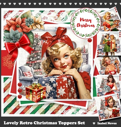 Lovely Retro Christmas Card Topper Set - CUP1228444_2073 | Craftsuprint