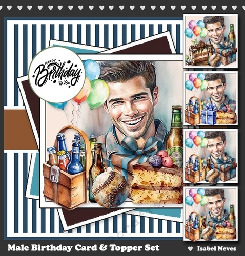 Male Birthday Card & Toppers Set - CUP1228643_2073 | Craftsuprint