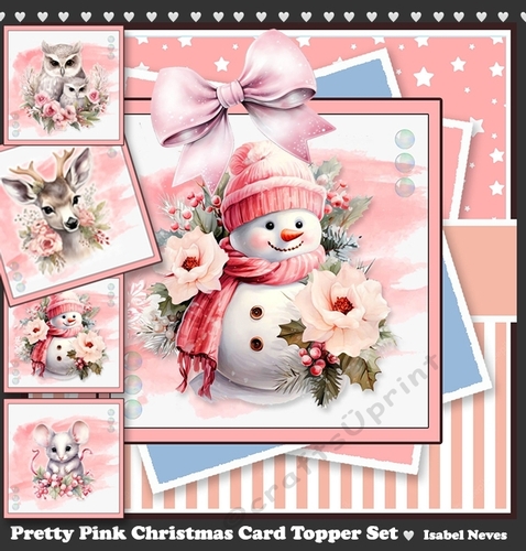 Pretty Pink Christmas Card & Toppers Set - CUP1232201_2073 | Craftsuprint