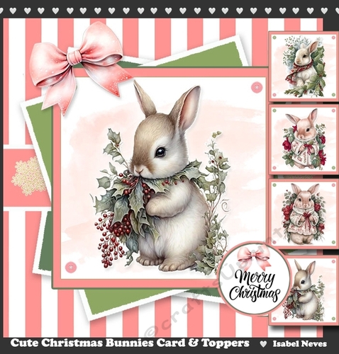Cute Christmas Bunnies Toppers Set - CUP1254068_2073 | Craftsuprint