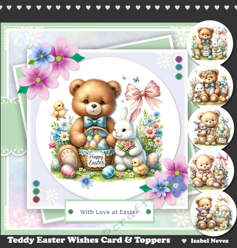 Teddy Easter Wishes Toppers Set - CUP1286569_2073 | Craftsuprint