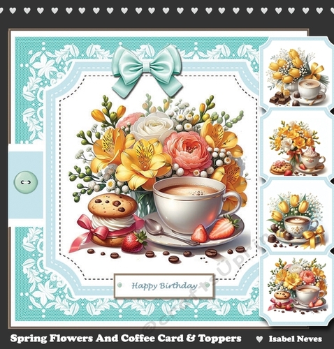 Spring Flowers And Coffee Toppers Set - CUP1291624_2073 | Craftsuprint