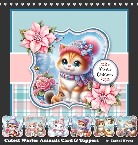 Cutest Winter Animals Card & Toppers Set - CUP1308187_2073 | Craftsuprint