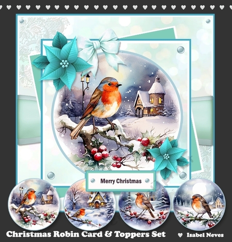 Christmas Robin Card & Toppers Set - CUP1315352_2073 | Craftsuprint