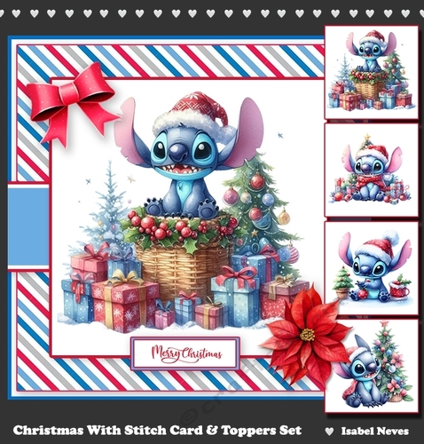 Christmas With Stitch Card & Toppers Set - CUP1329145_2073 | Craftsuprint