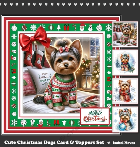Cute Christmas Dogs Card & Toppers Set - CUP1331389_2073 | Craftsuprint