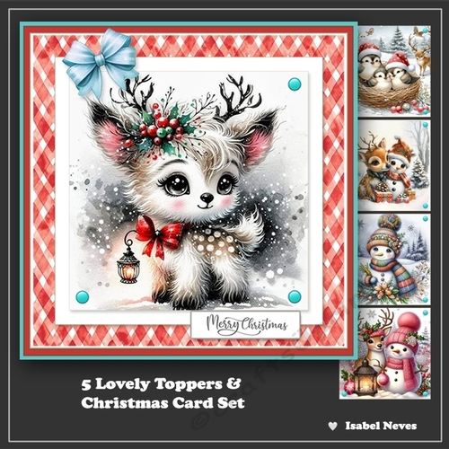 5 Lovely Christmas Toppers & Card Set - CUP1352417_2073 | Craftsuprint