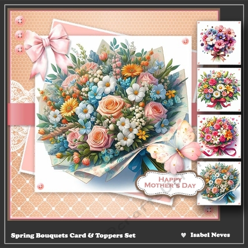 Spring Bouquets Card & Toppers Set - CUP1364069_2073 | Craftsuprint