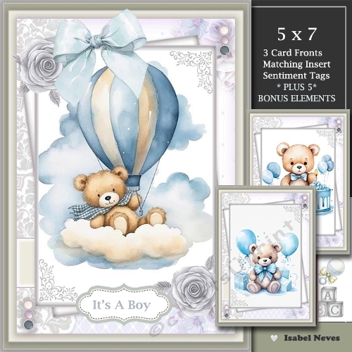 Set of 3 ~ Baby Boy Teddy Bear Mini Kit - CUP1384662_2073 | Craftsuprint