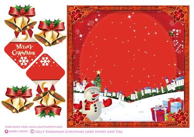 Jolly Snowman 7x7 Card Insert and Tag - CUP638341_2073 | Craftsuprint