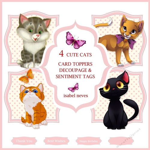 MiniKit_4 Cute Cats Card Toppers - CUP984163_2073 | Craftsuprint