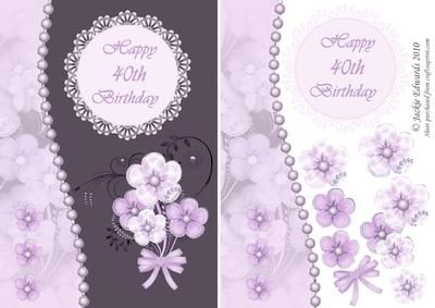 40th Birthday with Floral Border Feature - CUP109450_16 | Craftsuprint