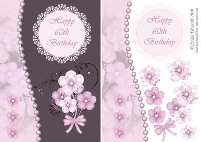 60th Birthday Wth Floral Border Feature - CUP109456_16 | Craftsuprint