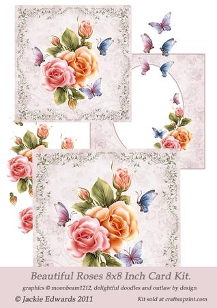 Beautiful Roses 8x8 Card Kit - CUP215178_16 | Craftsuprint