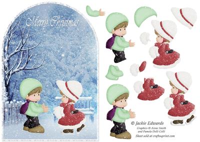 Winter Kids in the Snow Card Front - CUP225304_16 | Craftsuprint