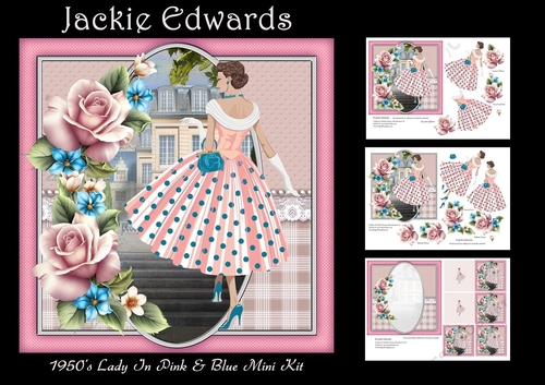 1950s Lady In Pink & Blue Mini Kit - CUP779840_16 | Craftsuprint